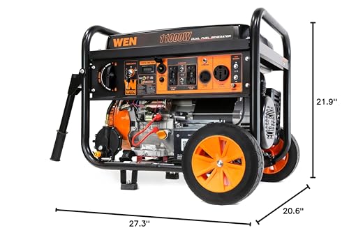 WEN DF1100X 11000-Watt Electric Start Portable Generator with Wheel Kit and CO Shutdown Sensor, Black