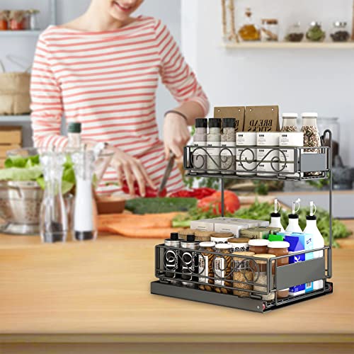 TALVADI Under Sink Organizer, Sliding Cabinet Basket Organizer, Pull Out Cabinet Organizer 2-Tier Under Cabinet Storage, Multi-Use for Under Kitchen Bathroom Sink Organizers & Storageā¦