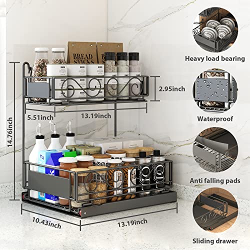 TALVADI Under Sink Organizer, Sliding Cabinet Basket Organizer, Pull Out Cabinet Organizer 2-Tier Under Cabinet Storage, Multi-Use for Under Kitchen Bathroom Sink Organizers & Storageā¦