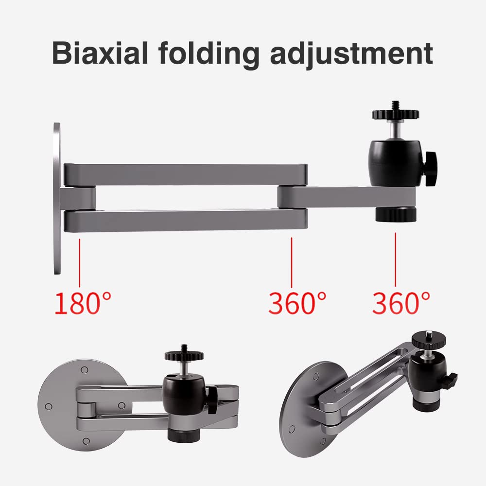 Liboer Foldable Projector Wall Mount Universal Adjustable Ceiling Wall Projector Mount Aluminum Alloy Projectors Stand,1/4" Screw Size (Wall Mount)…