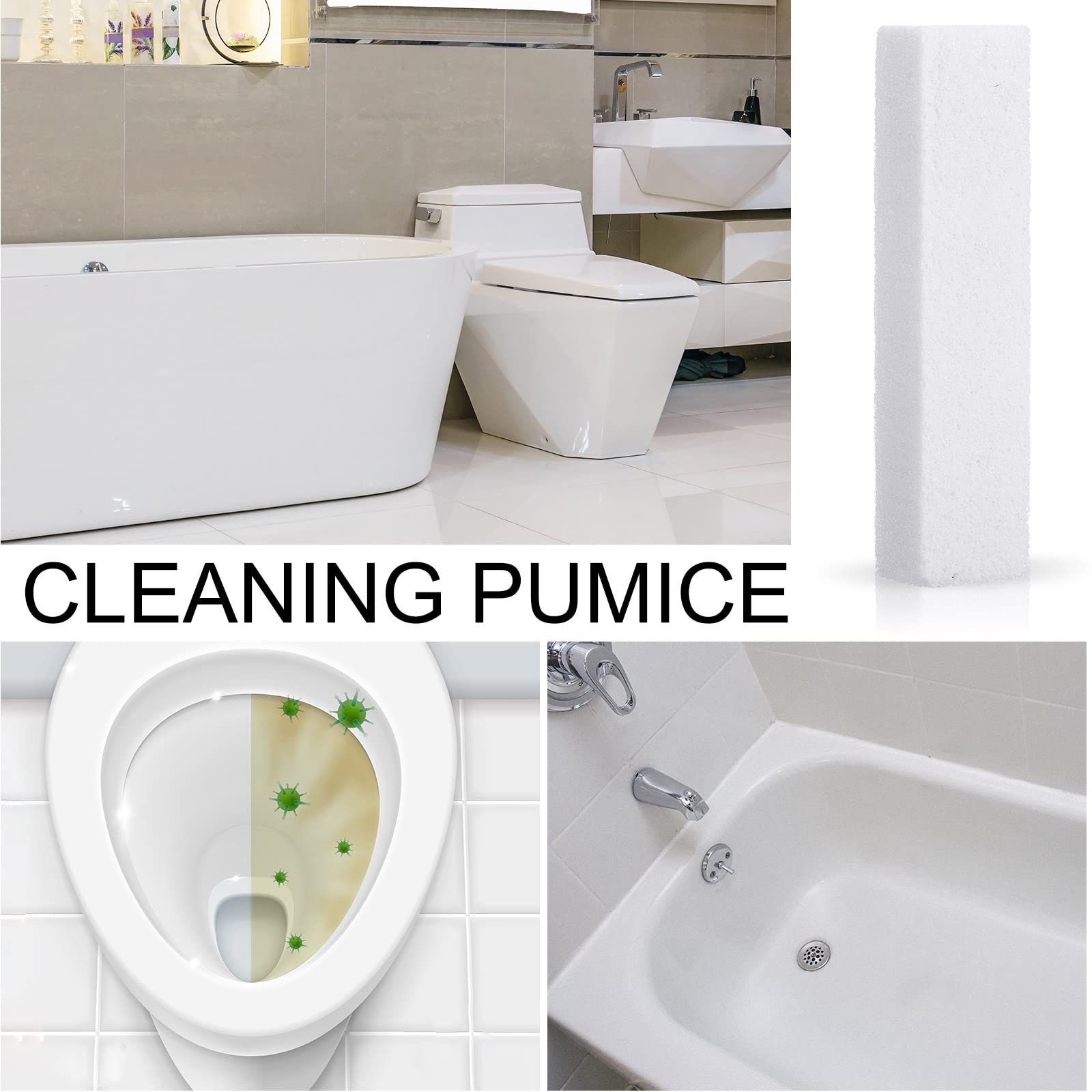 Norme 30 Pack Pumice Stones for Toilet Bowl Cleaning Scouring Pad Pumice Stick Cleaner for Cleaning Toilets, Bathtubs, Grills, Kitchen, Swimming Pools, Sinks, 5.9 x 1.4 x 0.9 Inch(White)