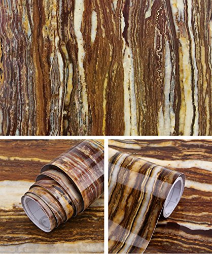 GLOW4U Self Adhesive Gloss Marble Granite Look Contact Paper Film Vinyl Peel-Stik Counter Top Kitchen DIY Bathroom Wallpaper (24 by 117 Inches)