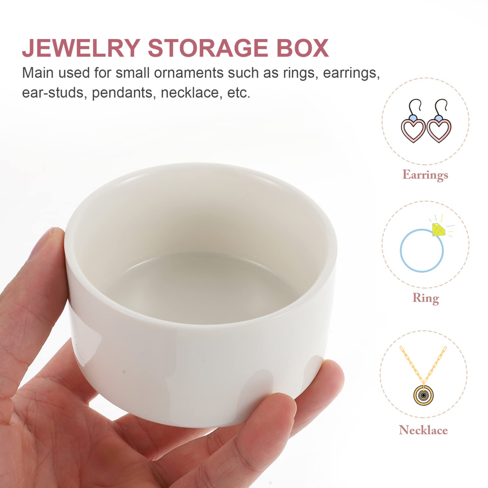 Zerodeko Ceramic Jewelry Box White Ceramic Jewelry Case Ring Holder Trinket Jewel Box for Wedding Anniversary Birthday Bridal Gift White
