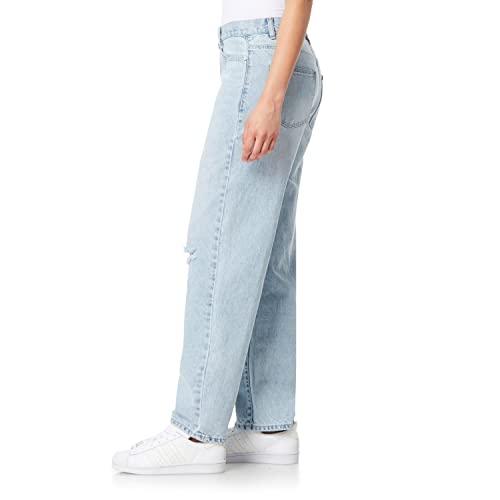 WallFlower Women's Boyfriend Straight Denim High-Rise Insta Classic Juniors Jeans, Wellie, 13