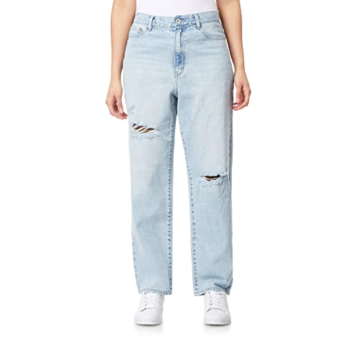 WallFlower Women's Boyfriend Straight Denim High-Rise Insta Classic Juniors Jeans, Wellie, 13