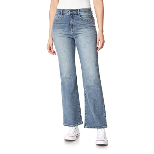 WallFlower Women's Fearless Curvy Flip Flop Flare Denim Super High-Rise Insta Vintage Juniors Jeans (Standard and Plus), Cosmic, 15