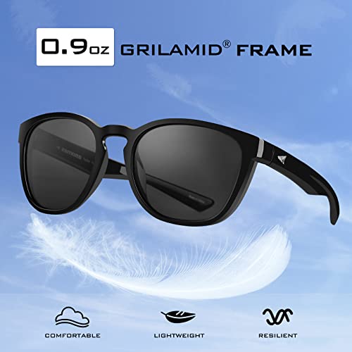 KastKing Tazlina Polarized Sport Sunglasses for Men and Women, Gloss Black Frame, Smoke Lens