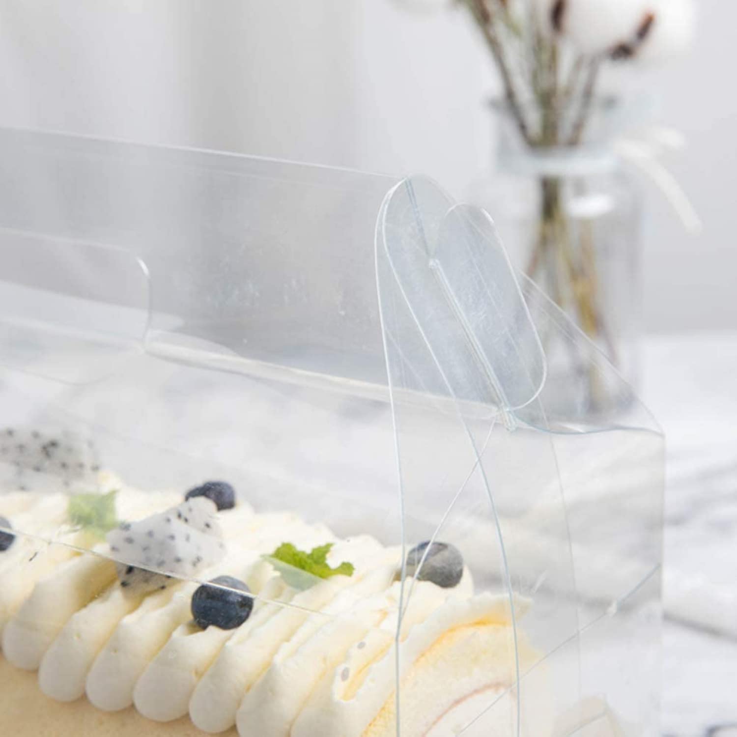 6pcs Transparent Cake Roll Packaging Box with Tray Portable Containers Dessert Holder Dessert Holder Display Food Storage Holder