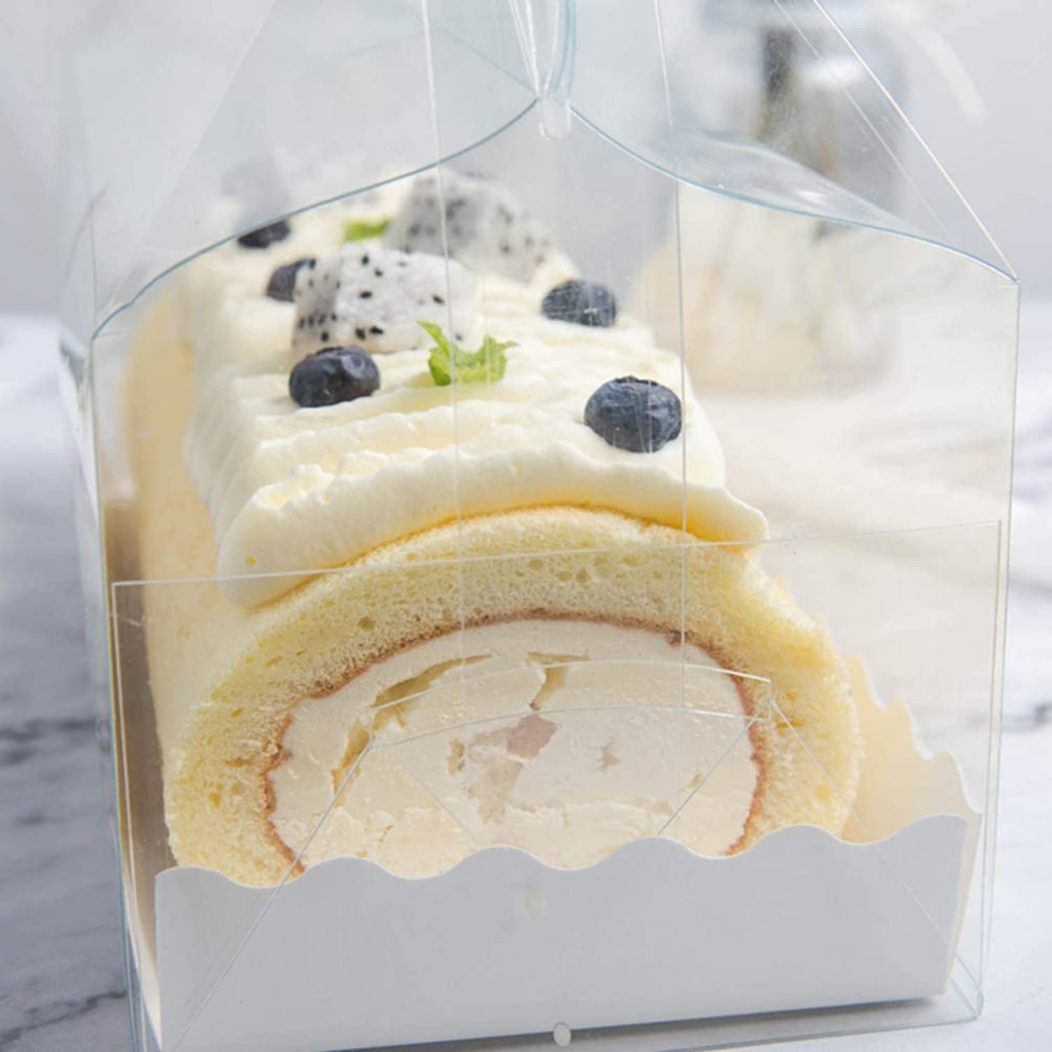 6pcs Transparent Cake Roll Packaging Box with Tray Portable Containers Dessert Holder Dessert Holder Display Food Storage Holder