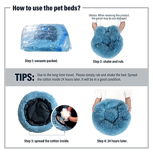 Labpepet Calming Dog Cat Beds Round Puppy Bed for Small Dogs Cat Washable, Donut Warm Pet Bed Fluffy and Soothing Plush Bed