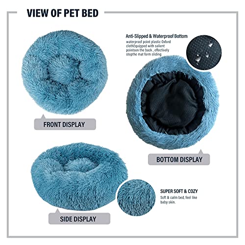 Labpepet Calming Dog Cat Beds Round Puppy Bed for Small Dogs Cat Washable, Donut Warm Pet Bed Fluffy and Soothing Plush Bed