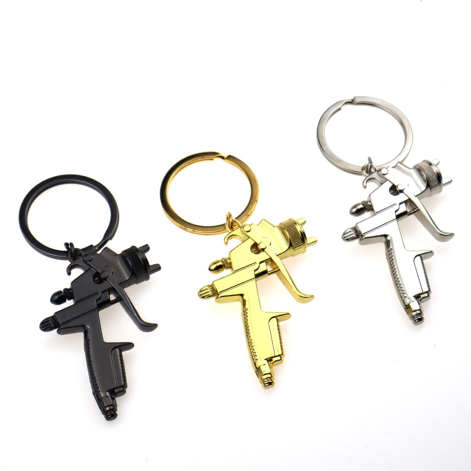 beyondcity 2 PCS SPRAY PAINT Gun Black Metal KEY CHAIN Ring Keychain NEW