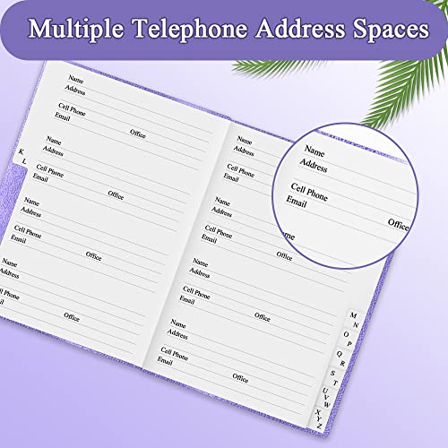 Getvow Telephone and Address Book with Tabs 5" x 7" Address Book Hardcover with Birthday, Address, Phone Numbers, Websites Password. Address Notebook for Home or Office, Purple