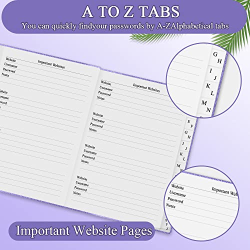 Getvow Telephone and Address Book with Tabs 5" x 7" Address Book Hardcover with Birthday, Address, Phone Numbers, Websites Password. Address Notebook for Home or Office, Purple