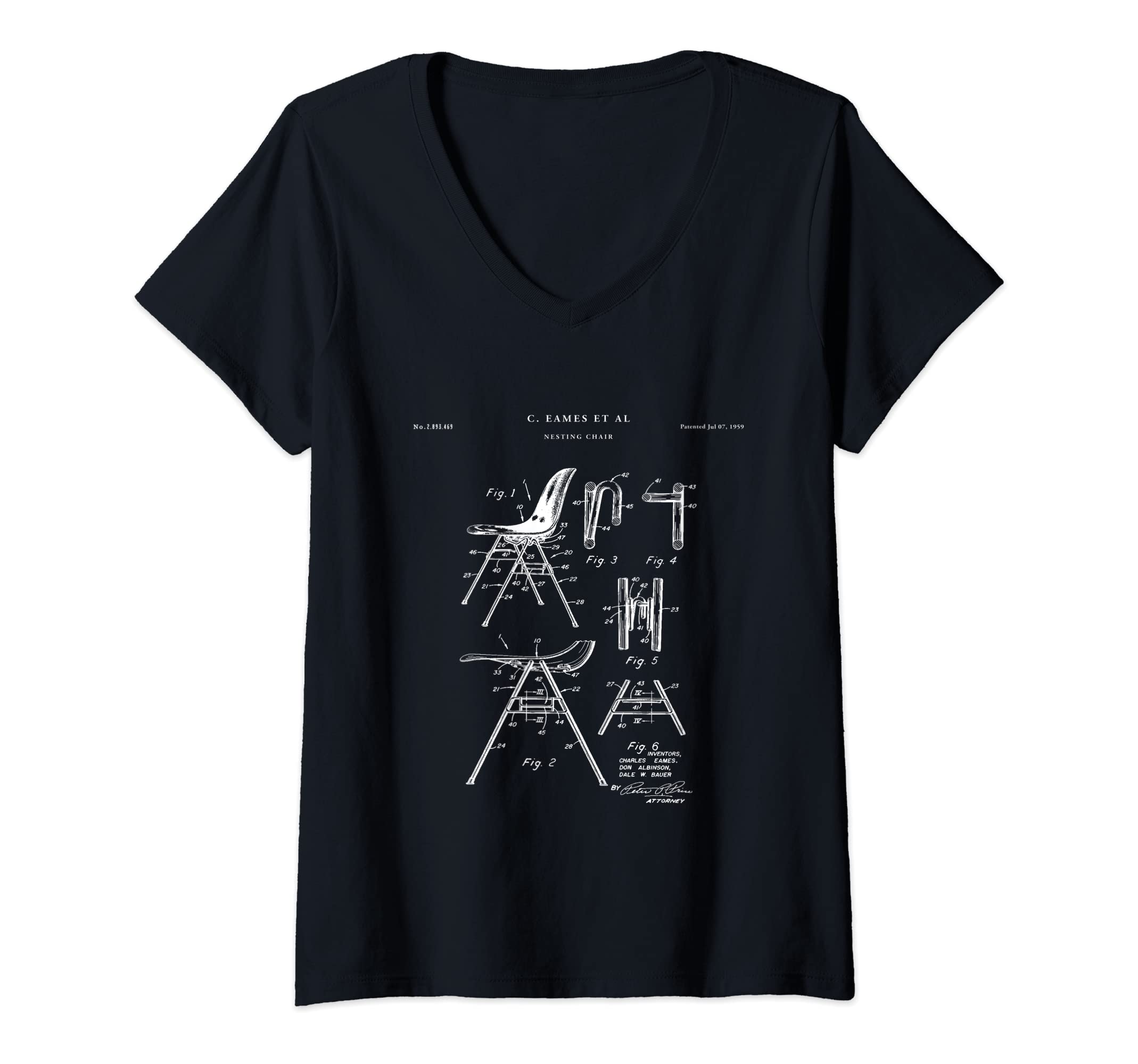 Womens Eames Chair Patent - Office V-Neck T-Shirt