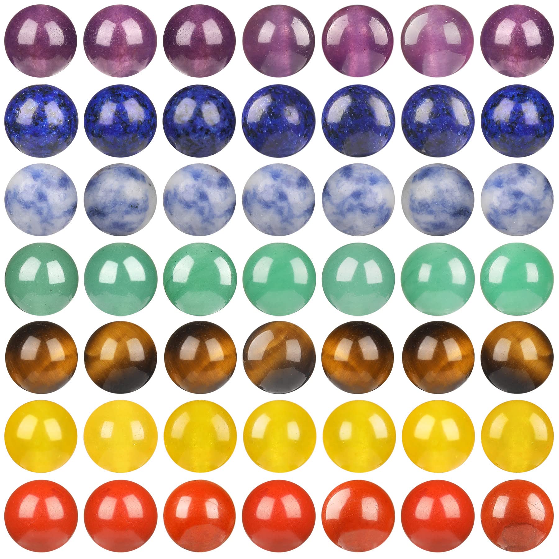 7 Chakra Natural Stone Beads 8mm 100pcs Round Crystal Beads Loose Gemstone Multi Color Mixed with Crystal Stretch Cord for DIY Bracelet Necklace Earrings Jewelry Making (7-Chakra Beads, 8MM)