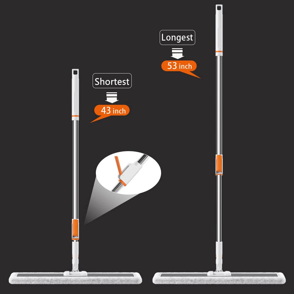 Microfiber Mop 32 inch Flat mop Commercial Mop Large Wide mop for Hardwood Laminate Tile Floor Cleaning 360 Rotating Dust Wet Mop with Stainless Steel Handle 4 Reusable Mop Pads
