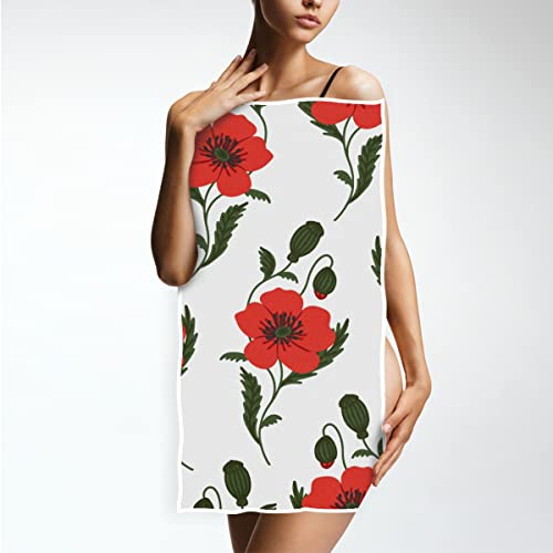 HUSSRITY Red Poppy with Buds Towels Super Soft Hand Towel Highly Absorbent Washcloths Quick Dry Bath Towel 30x15 Inch Durable Lightweight