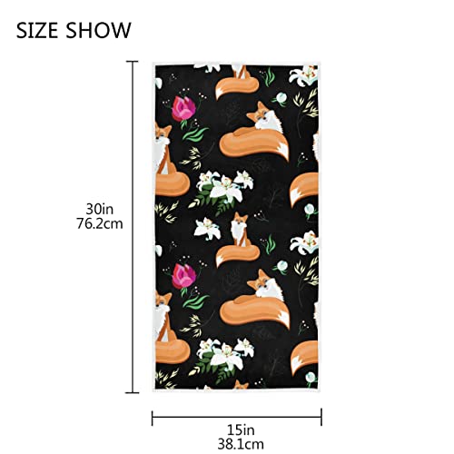 HUSSRITY Foxes in Forest Glade Towels Super Soft Hand Towel Highly Absorbent Washcloths Quick Dry Bath Towel 30x15 Inch Durable Lightweight