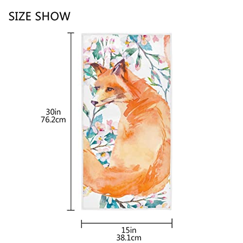 HUSSRITY Fox and Flower Branches Towels Super Soft Hand Towel Highly Absorbent Washcloths Quick Dry Bath Towel 30x15 Inch Durable Lightweight