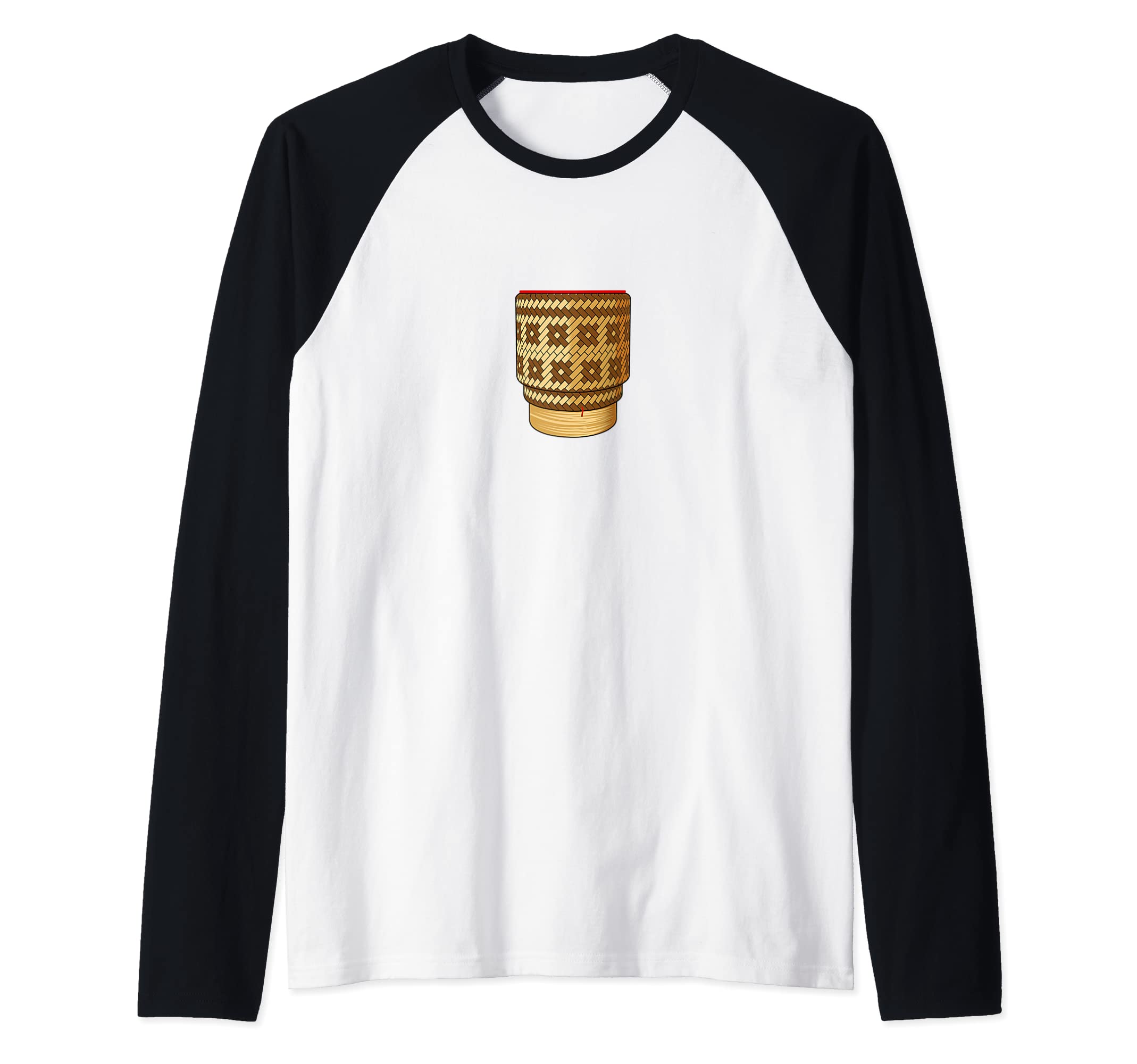 Lao and Thai Sticky Rice Bamboo Basket Raglan Baseball Tee