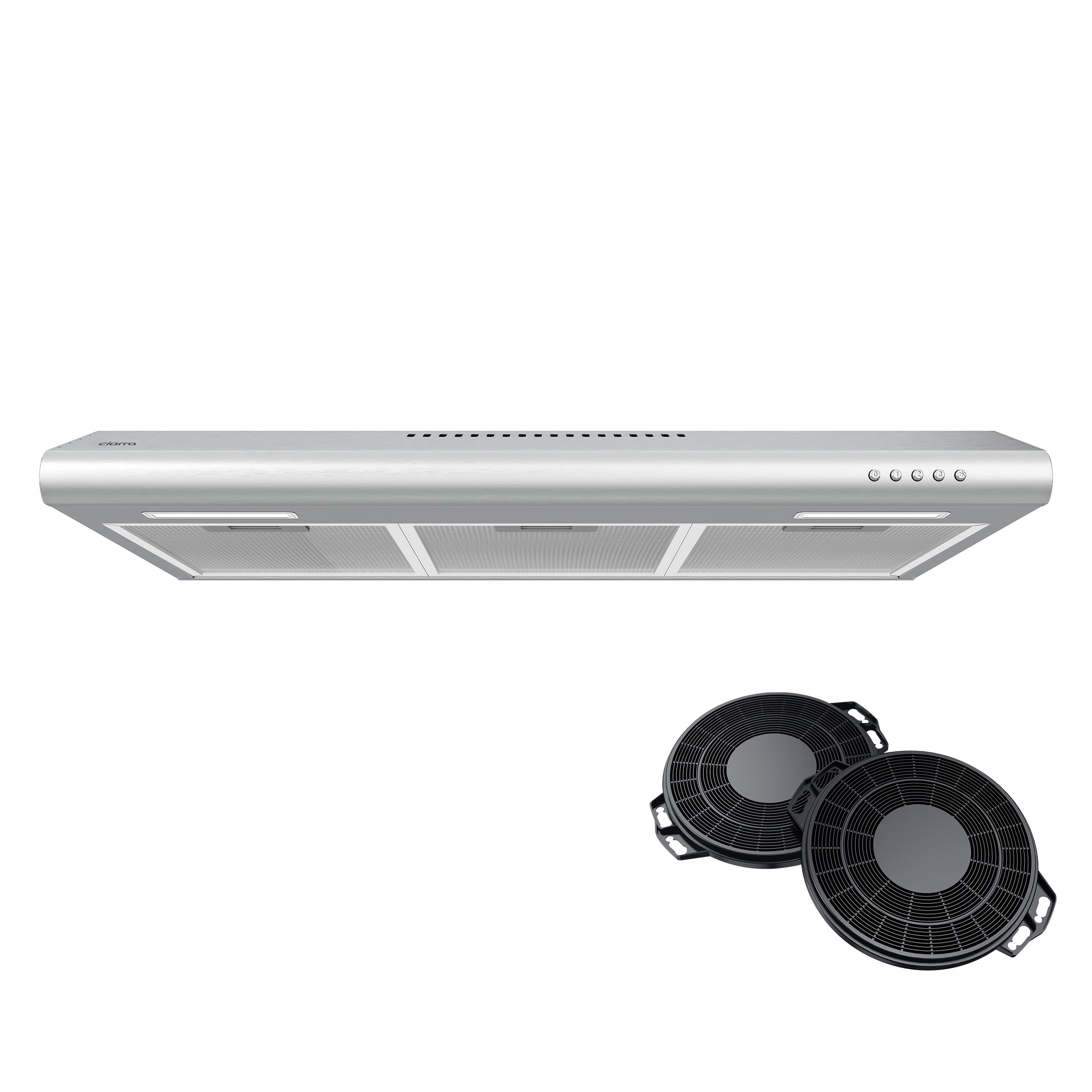 30 inch Under Cabinet Range Hood with Filters, Slim Vent Hood with 3 Speed Exhaust Fan in Stainless Steel Ducted and Ductless Convertible