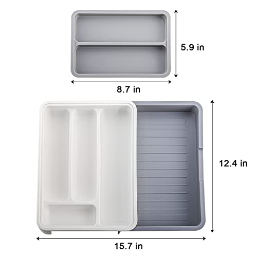 Suwimut 2 Pack Expandable Drawer Organizer, Flatware Drawer Tray Silverware Organizer Utensil Holder Cutlery Tray with Drawer Dividers for Kitchen Utensils and Flatware, Office, Bathroom