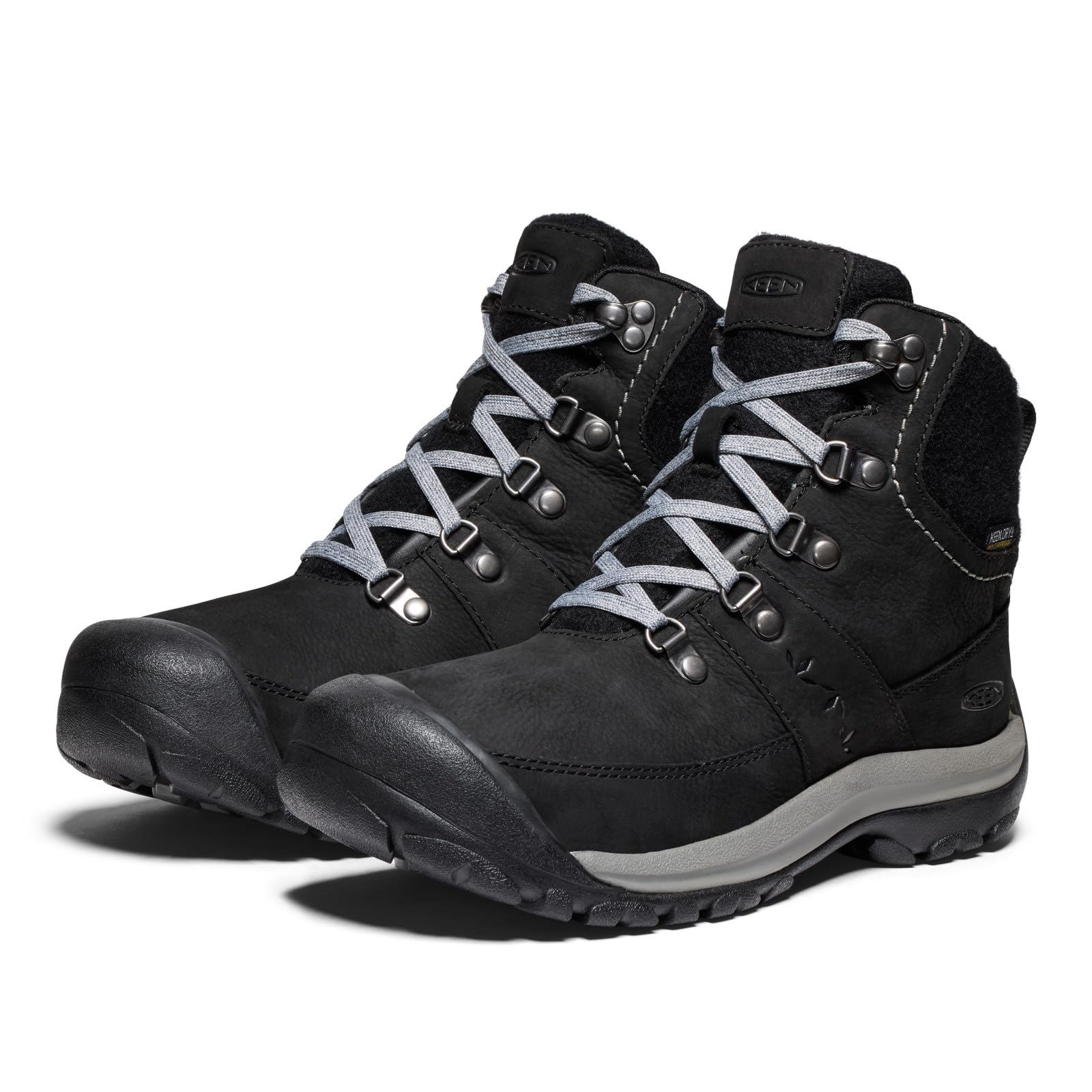 KEEN Women's Kaci 3 Winter Mid Height Waterproof Insulated Snow Boots, Black/Steel Grey, 10