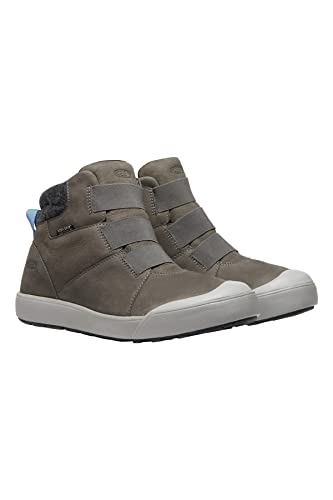 KEEN Women's Elle Winter Mid Height Insulated Waterproof Pull On Ankle Boots, Steel Grey/Blue Shadow, 10
