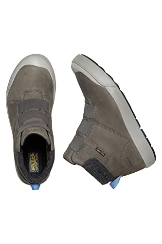 KEEN Women's Elle Winter Mid Height Insulated Waterproof Pull On Ankle Boots, Steel Grey/Blue Shadow, 10