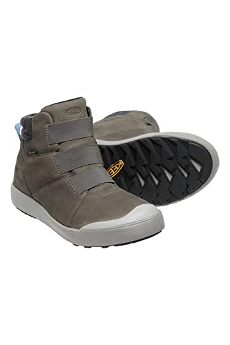 KEEN Women's Elle Winter Mid Height Insulated Waterproof Pull On Ankle Boots, Steel Grey/Blue Shadow, 10