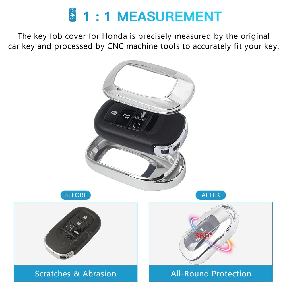 1797 Key Fob Cover for Honda Civic 2022 2023 CR-V HR-V Accessories Keychain Car Remote Shell Bling Crystal TPU Silver