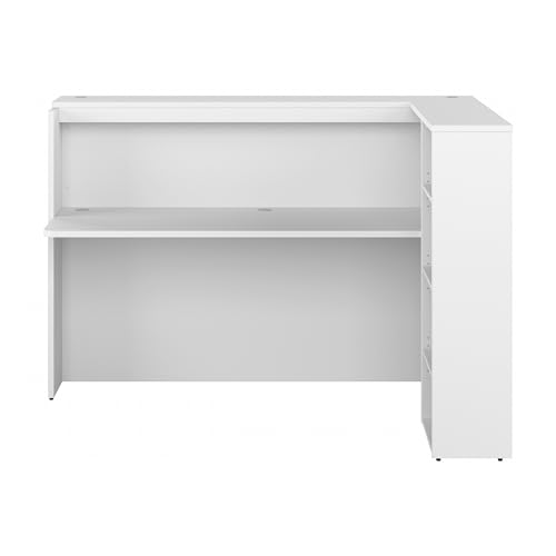 Bush Business Furniture Studio C 72W Reception Desk with Shelves in White