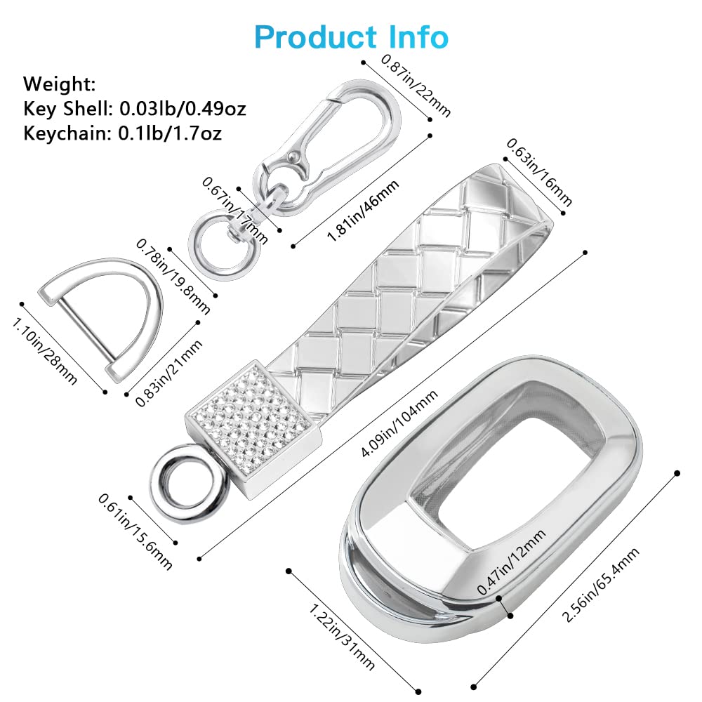 1797 Key Fob Cover for Honda Civic 2022 2023 CR-V HR-V Accessories Keychain Car Remote Shell Bling Crystal TPU Silver