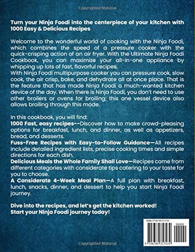 the Ultimate Ninja Foodi Cookbook: 1000-Day Fast & Delicious Air Fry, Broil, Pressure Cook, Slow Cook, Dehydrate, and More Recipes for Beginners and Advanced Users