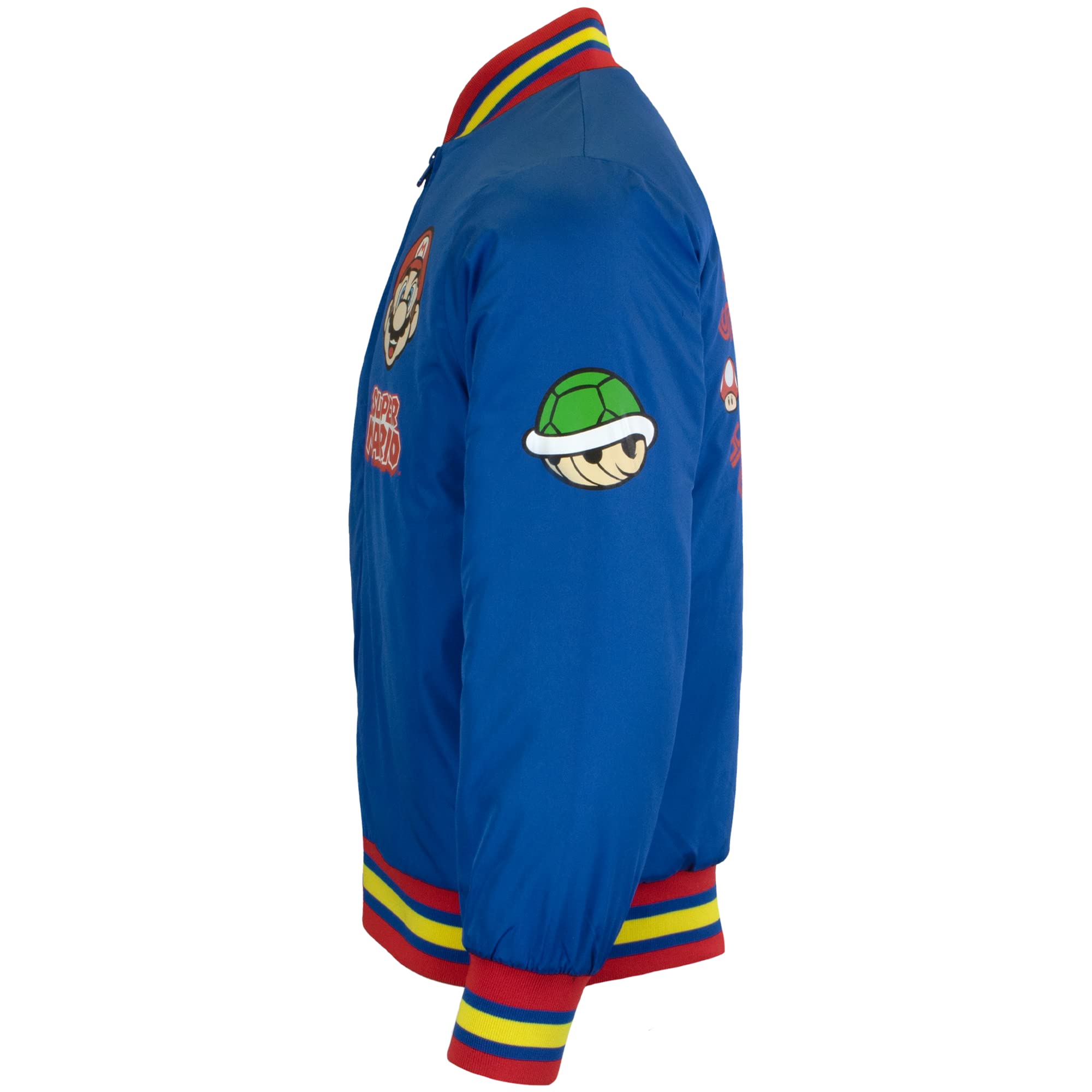Nintendo Super Mario Bomber Jacket for Boys, Mario and Luigi Bomber Jacket (Mario Blue, Size 7)