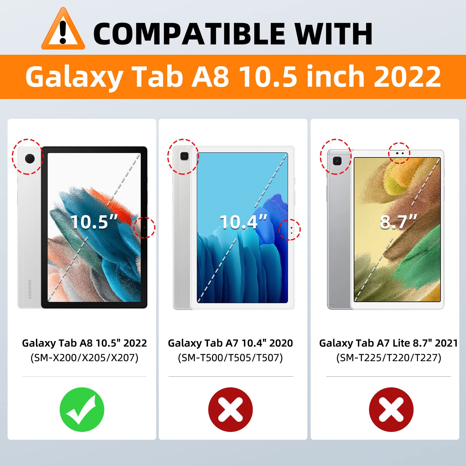MoKo Case Fits Samsung Galaxy Tab A8 10.5 Inch 2022 (SM-X200/SM-X205/SM-X207), Tablet Case Transparent Back Cover with Auto-Wake Fit Samsung Galaxy Tab A8 2022, Marble White