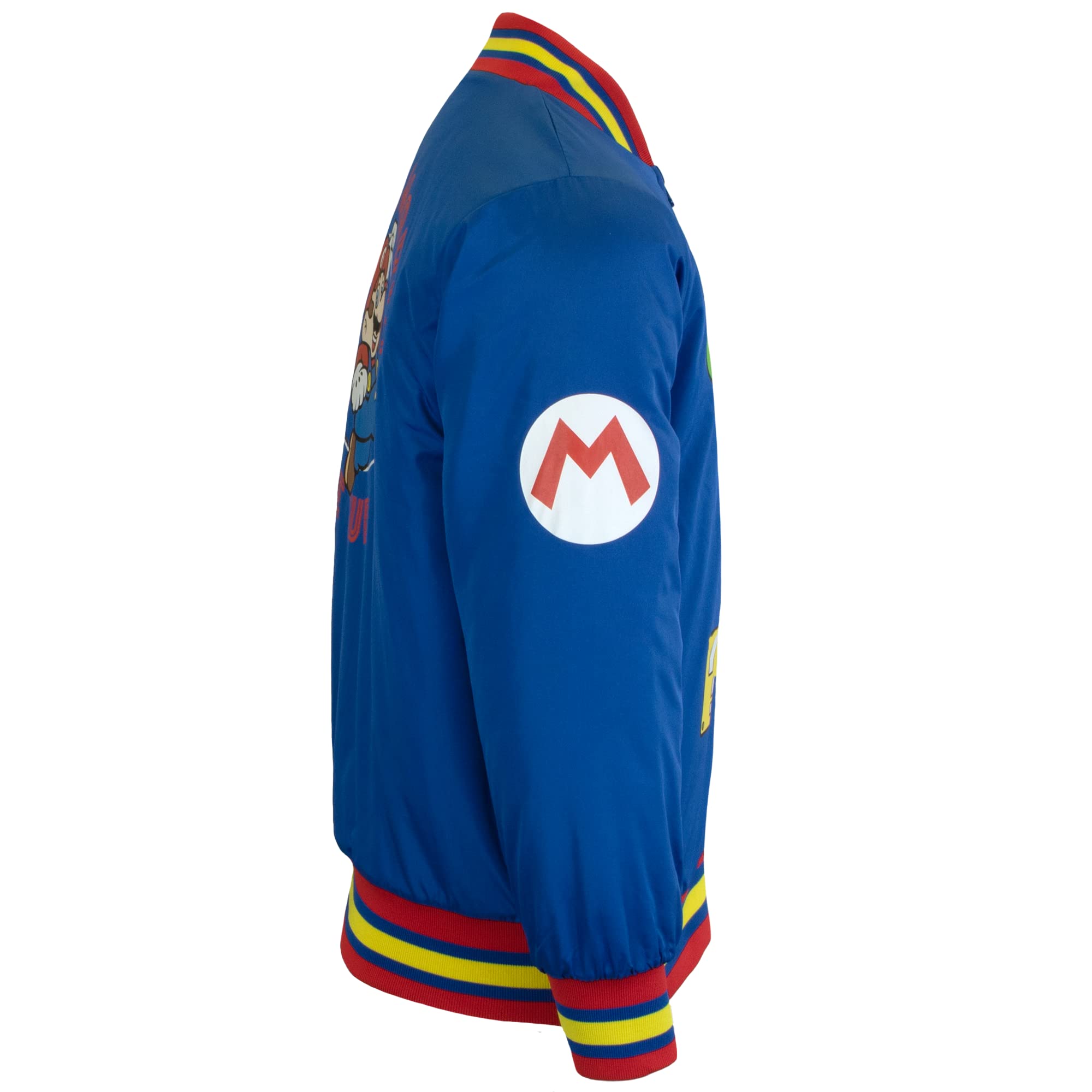 Nintendo Super Mario Bomber Jacket for Boys, Mario and Luigi Bomber Jacket (Mario Blue, Size 8)
