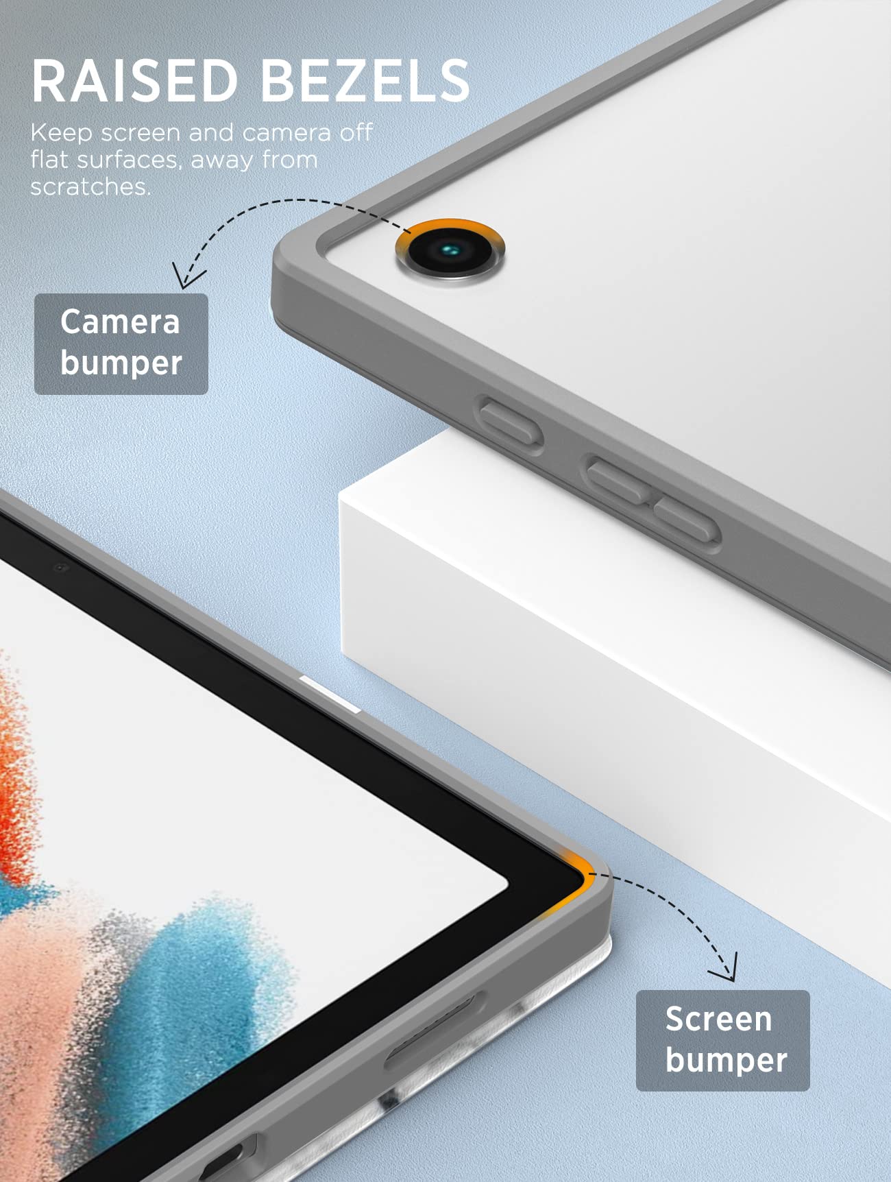 MoKo Case Fits Samsung Galaxy Tab A8 10.5 Inch 2022 (SM-X200/SM-X205/SM-X207), Tablet Case Transparent Back Cover with Auto-Wake Fit Samsung Galaxy Tab A8 2022, Marble White
