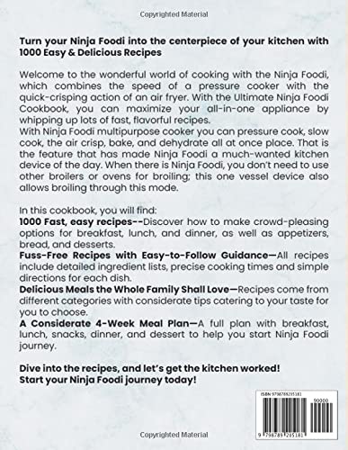 the Ultimate Ninja Foodi Cookbook: 1000 Easy & Delicious Air Fry, Broil, Pressure Cook, Slow Cook, Dehydrate, and More Recipes for Beginners and Advanced Users