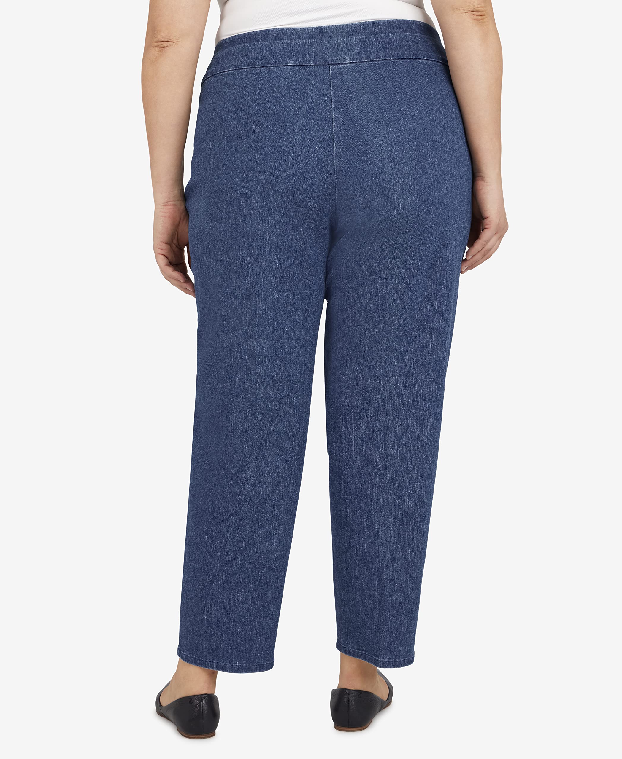 Alfred Dunner Womens Plus-Size Super Stretch Mid-Rise Average Length Pant, Medium Denim, 18W