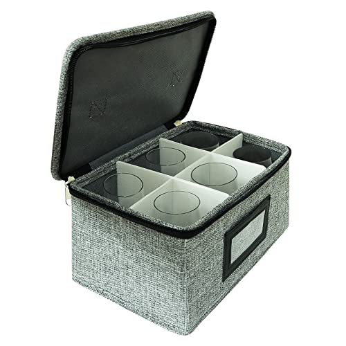 HURZMORO Storage Box for Glencairn Whisky Glass,6 Whiskey Glasses Holder for Organizer, Fully-Padded Inside with Sturdy Construction, Packing Boxes with Dividers for Moving - Perfect Whiskey Gift