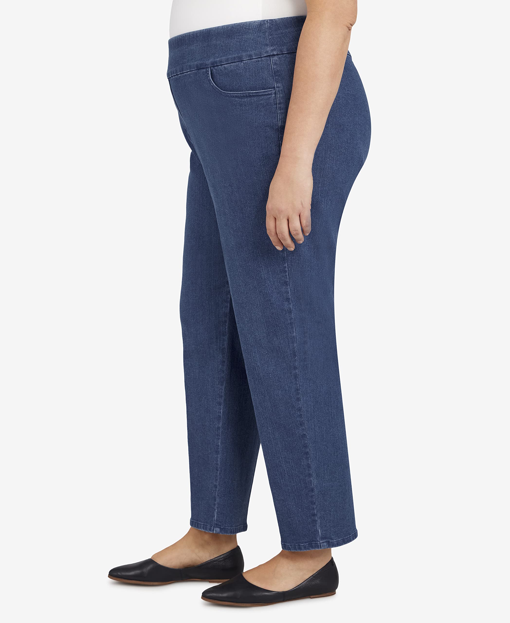 Alfred Dunner Womens Plus-Size Super Stretch Mid-Rise Average Length Pant, Medium Denim, 18W