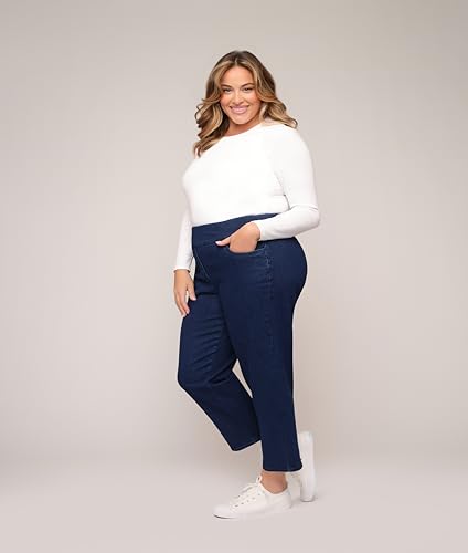 Alfred Dunner Womens Plus-Size Super Stretch Mid-Rise Average Length Pant, Medium Denim, 18W