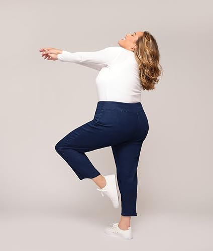 Alfred Dunner Womens Plus-Size Super Stretch Mid-Rise Average Length Pant, Medium Denim, 18W