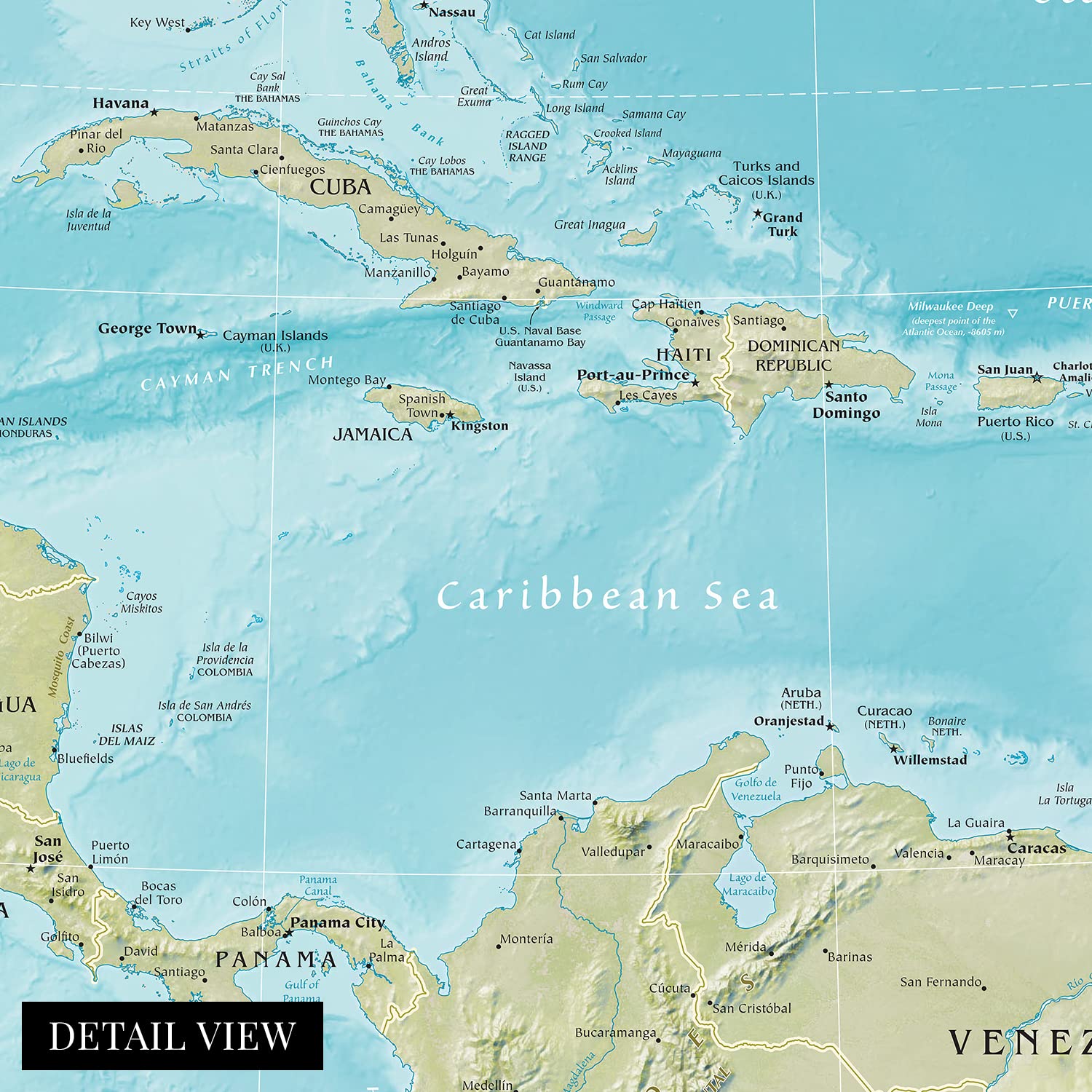 HISTORIX 2021 Central America Map - 24x36 Inch Central America and Caribbean Map - Wall Map of Central America and the Caribbean Poster Print