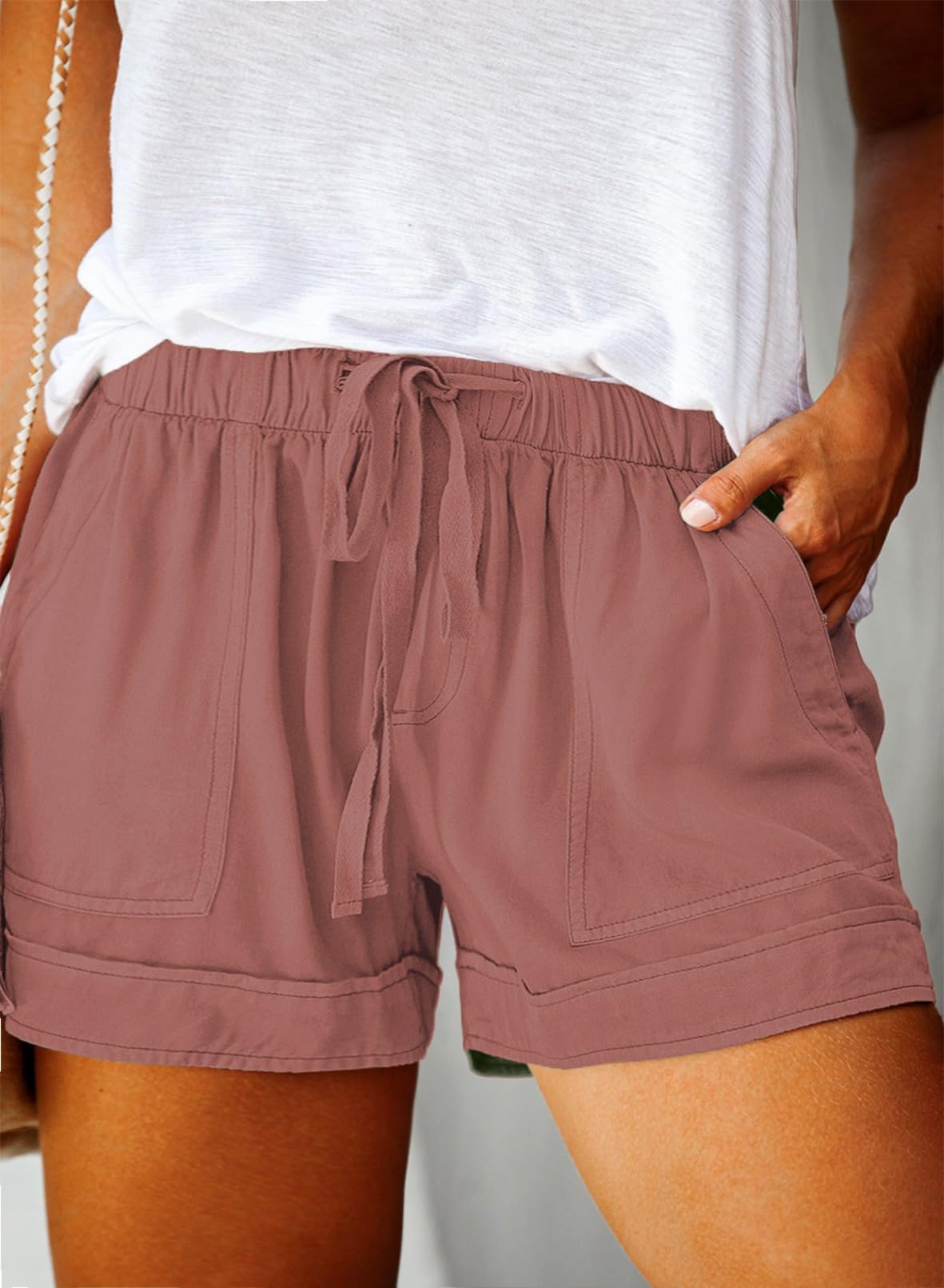 Eytino Womens Plus Size Loose Casual Drawstring Elastic Waist Summer Shorts with Pockets,1X Red