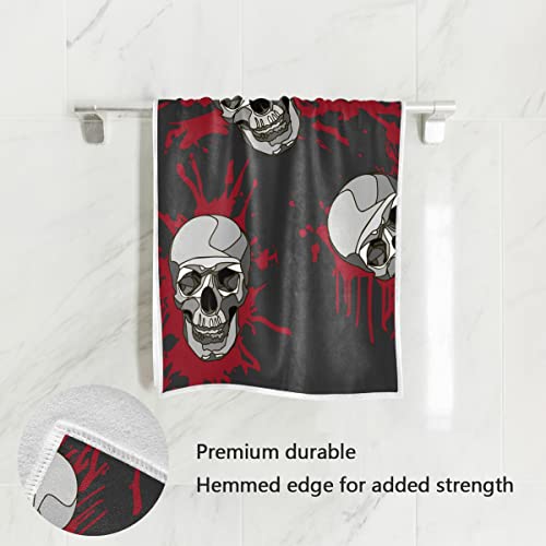 HUSSRITY Skulls and Blood Towels Super Soft Hand Towel Highly Absorbent Washcloths Quick Dry Bath Towel 30x15 Inch Durable Lightweight