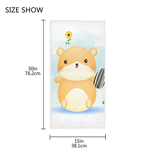 HUSSRITY Hamster Holding Sunflower Towels Super Soft Hand Towel Highly Absorbent Washcloths Quick Dry Bath Towel 30x15 Inch Durable Lightweight