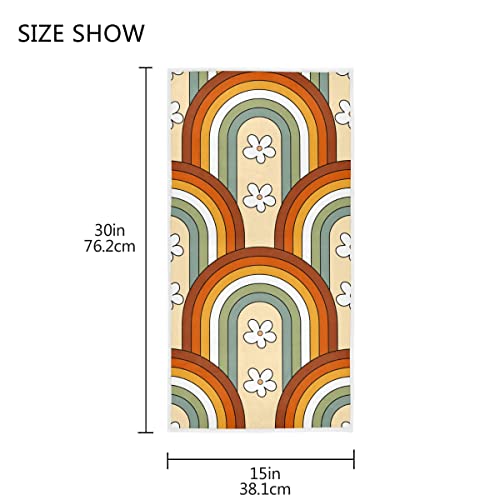 HUSSRITY Rainbow Bridge and Flower Towels Super Soft Hand Towel Highly Absorbent Washcloths Quick Dry Bath Towel 30x15 Inch Durable Lightweight